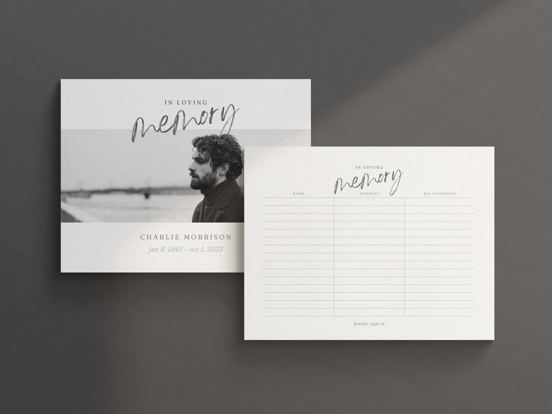 Minimal Funeral Guest Sign in Sheet Template: Editable Memorial Guest ...
