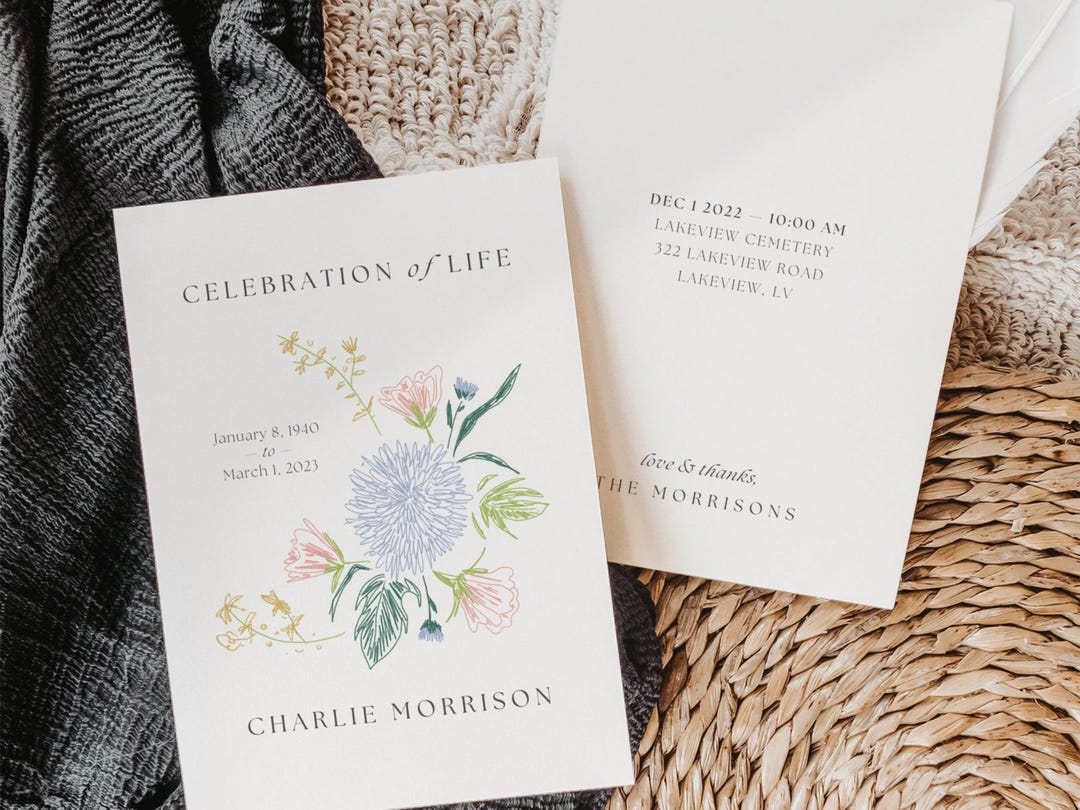 Editable Wildflower Floral Funeral Program | Spring Funeral Template ...