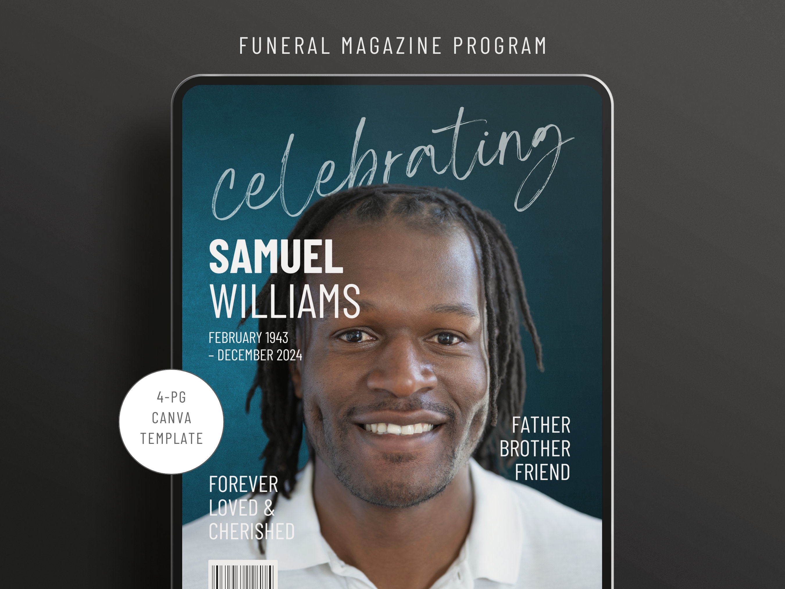 Funeral Magazine Template Canva Funeral Program Celebration of Life ...