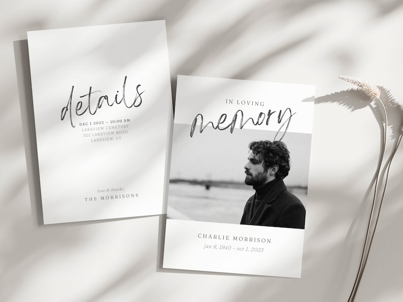 Modern Funeral Program Template Man Canva Masculine Funeral Program ...