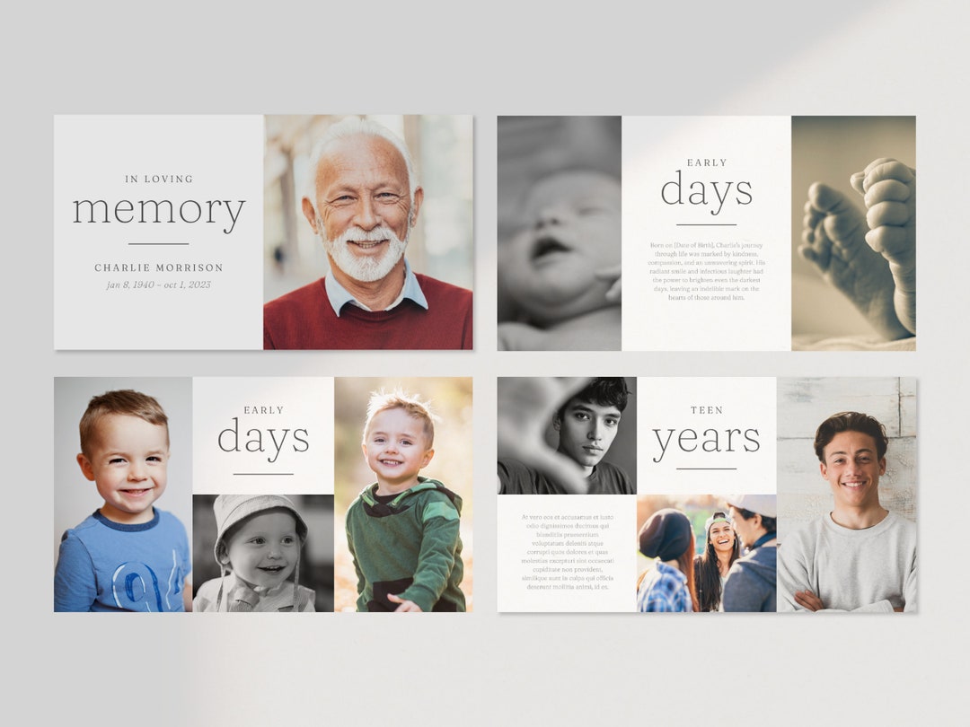 Funeral Slideshow Template for Man | Memorial Service Video Canva ...