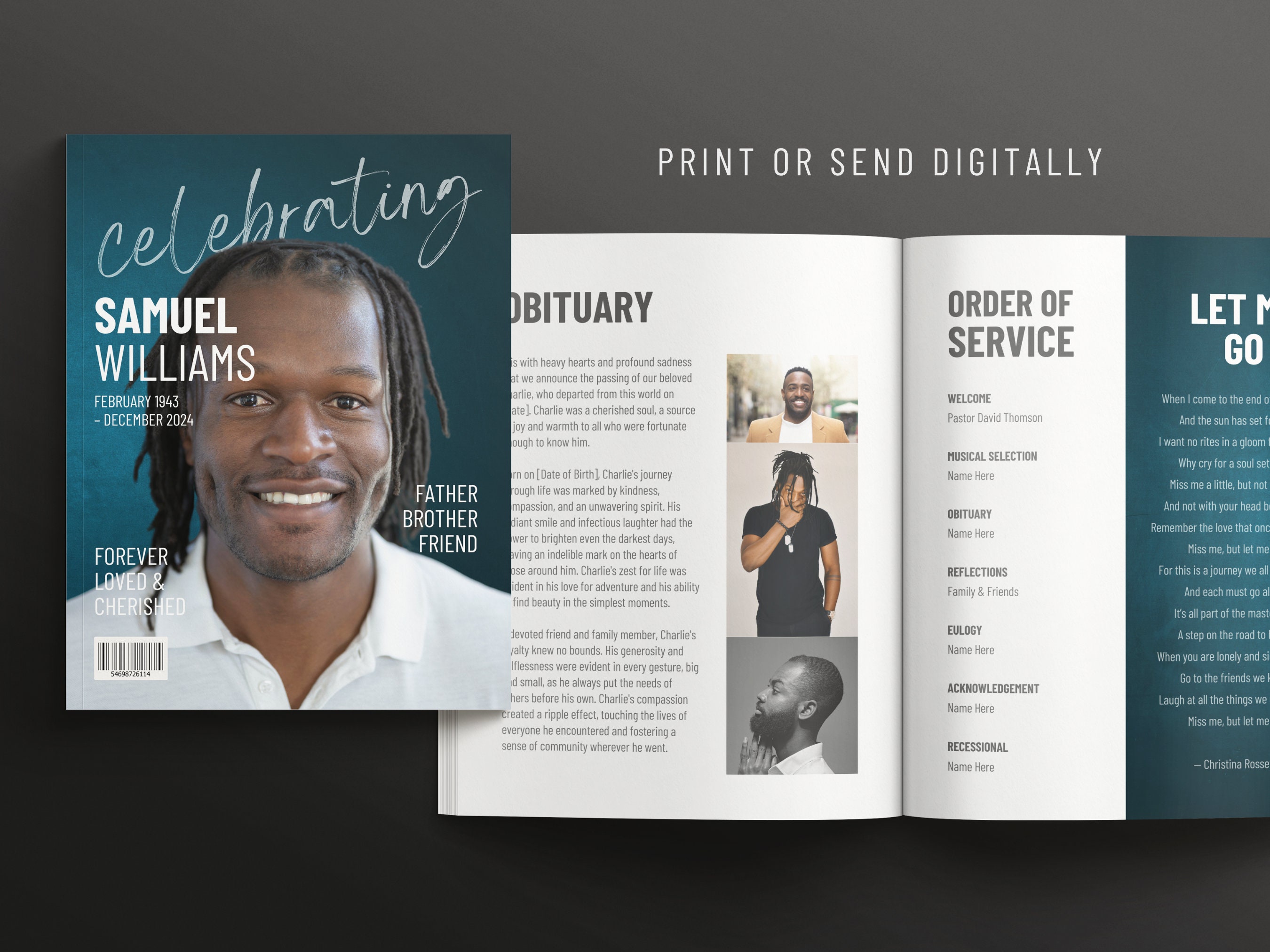 Funeral Magazine Template Canva Funeral Program Celebration of Life ...