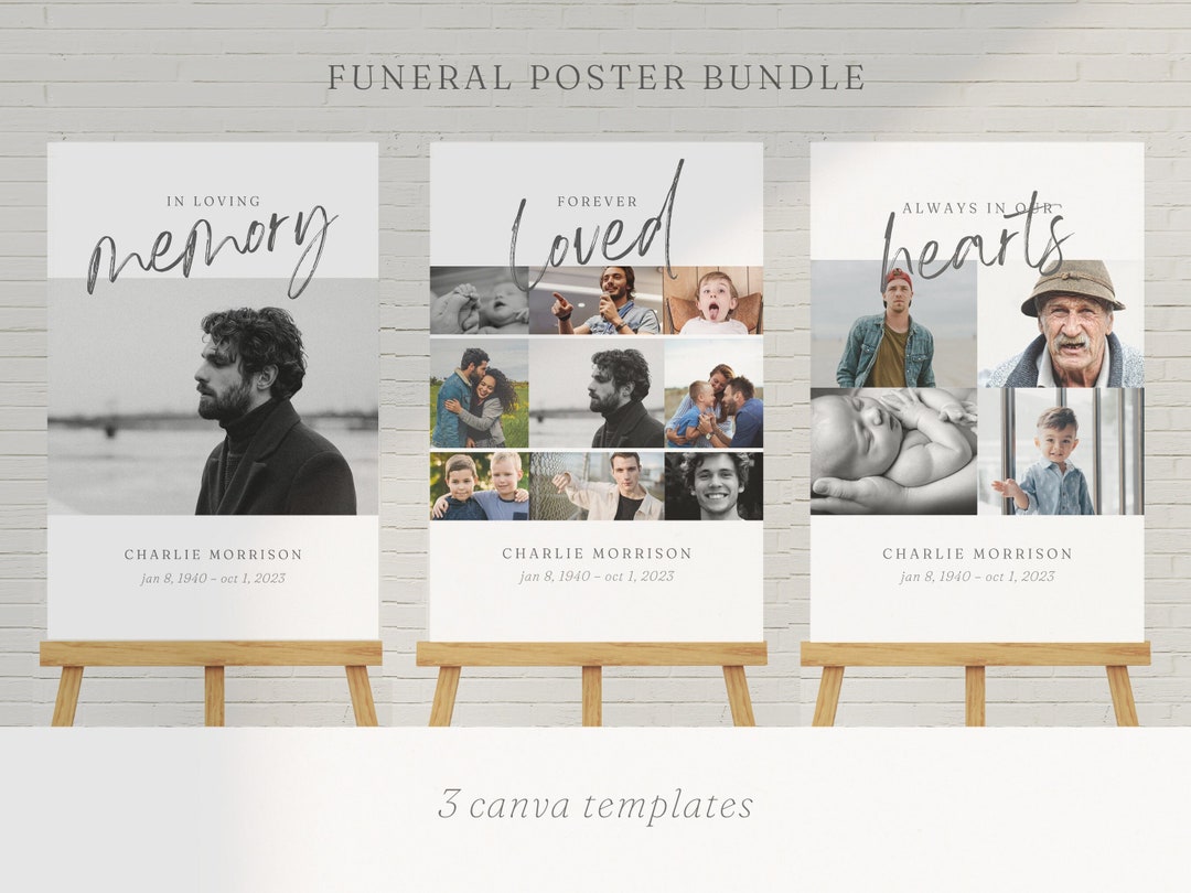 Funeral Photo Collage Sign Set Templates | Funeral Welcome Sign ...