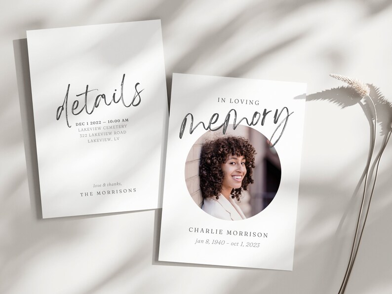 Minimalist Funeral Program Template Printable Order of Service Simple Funeral Memorial Order of ...