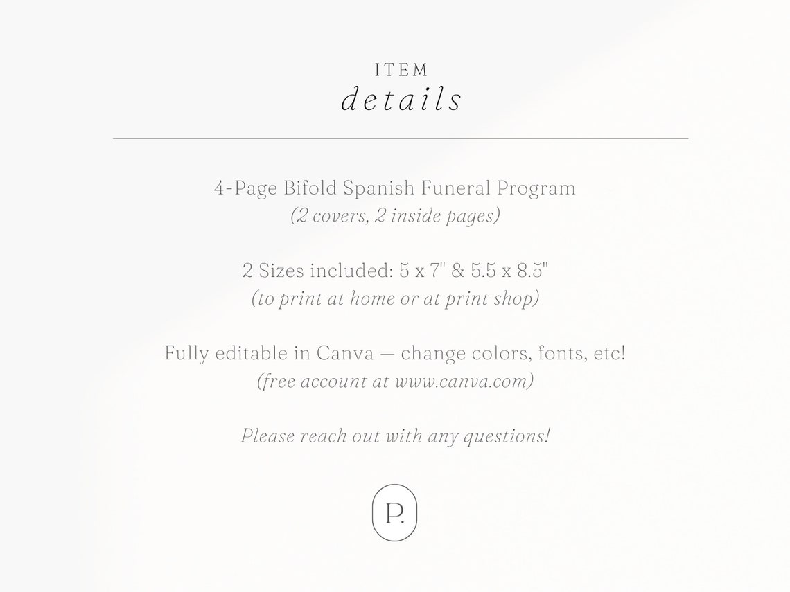 Spanish Funeral Program Template Funeral Program Canva for Man ...