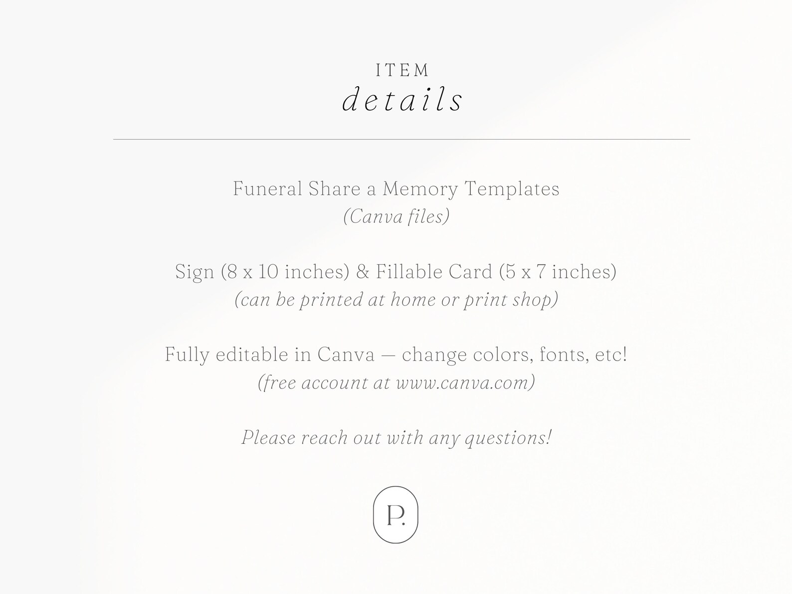 Funeral Memory Card & Sign Template: Minimalist Keepsake (canva ...