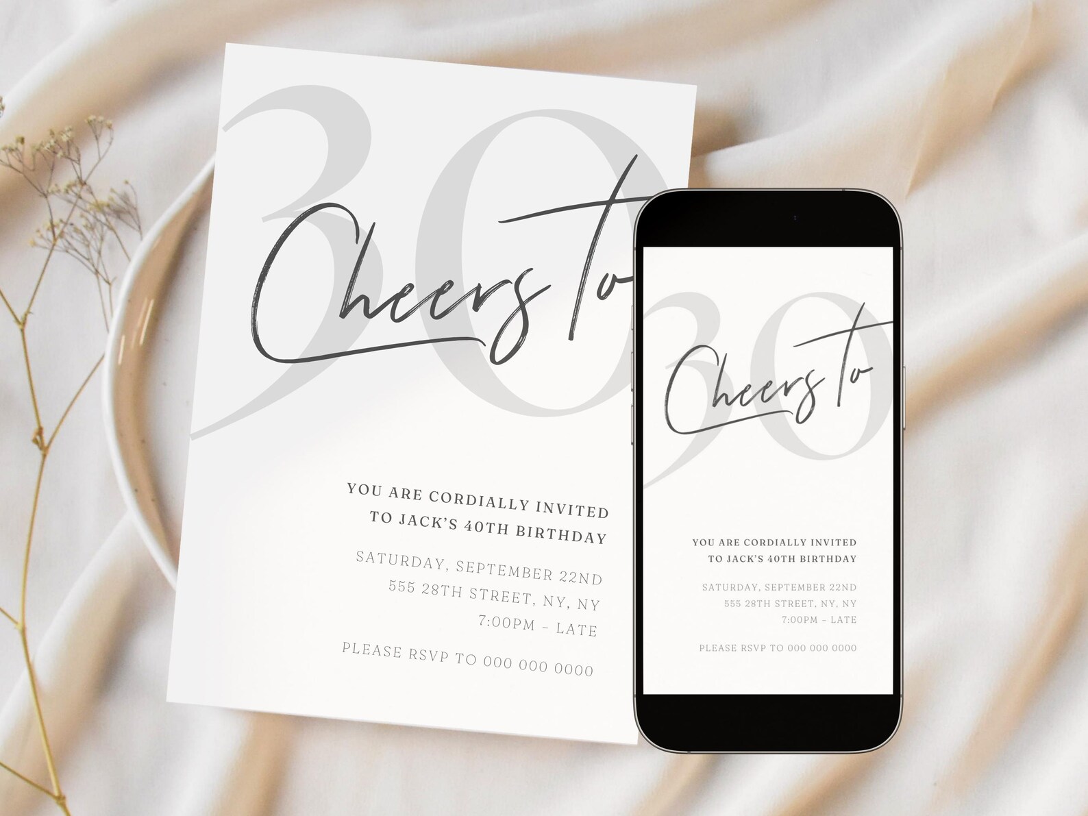 30th Birthday Invitation Template: Minimalist Design (digital Invite ...