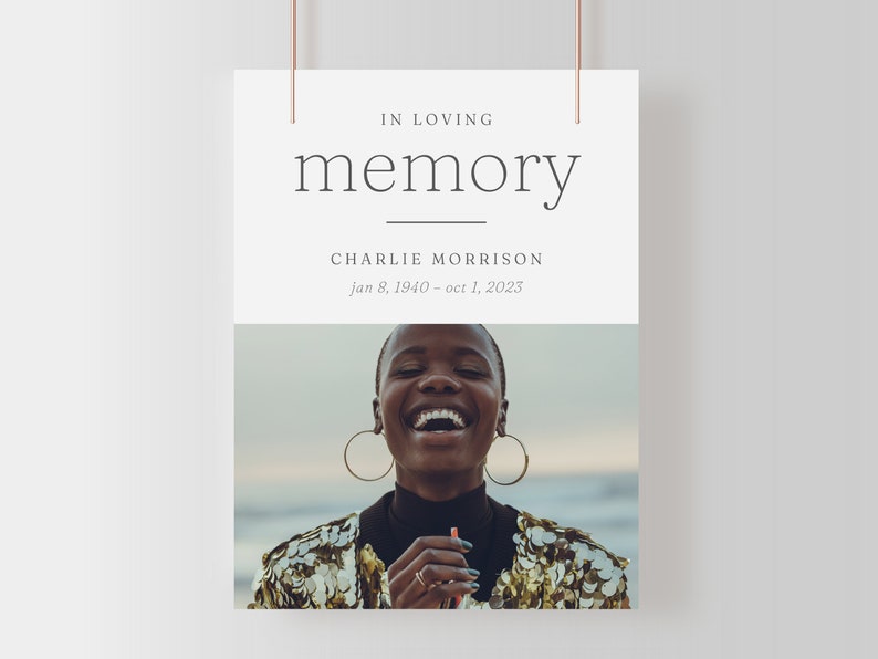 Modern Funeral Poster Template: Celebration of Life Photo Collage ...