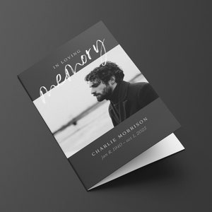 Funeral Program Template for Man Masculine Funeral Program Celebration ...