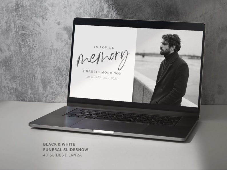 Funeral Slideshow Template: Memorial Service Video for Canva (40 Slides ...