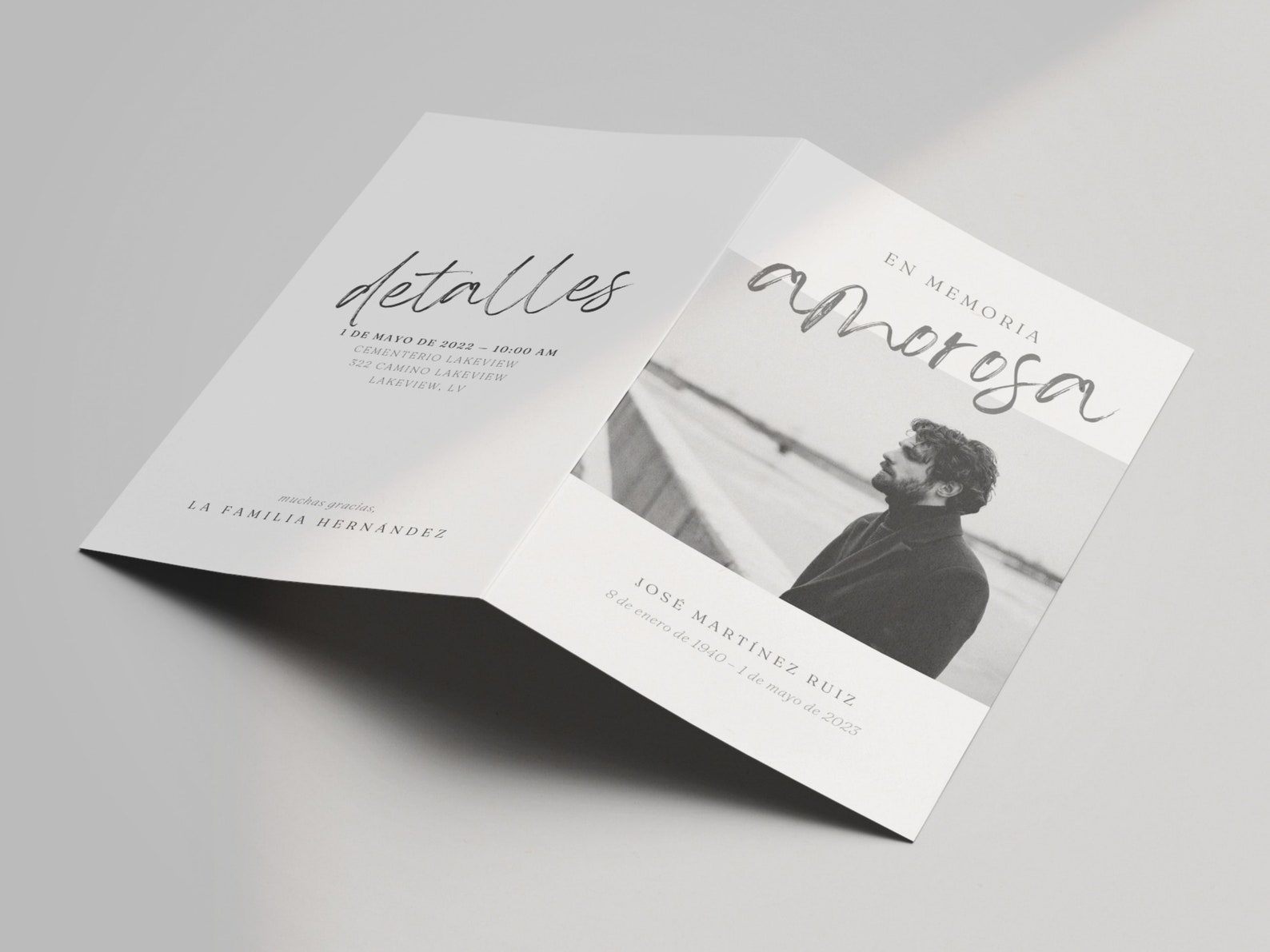 Spanish Funeral Program Template Funeral Program Canva for Man ...