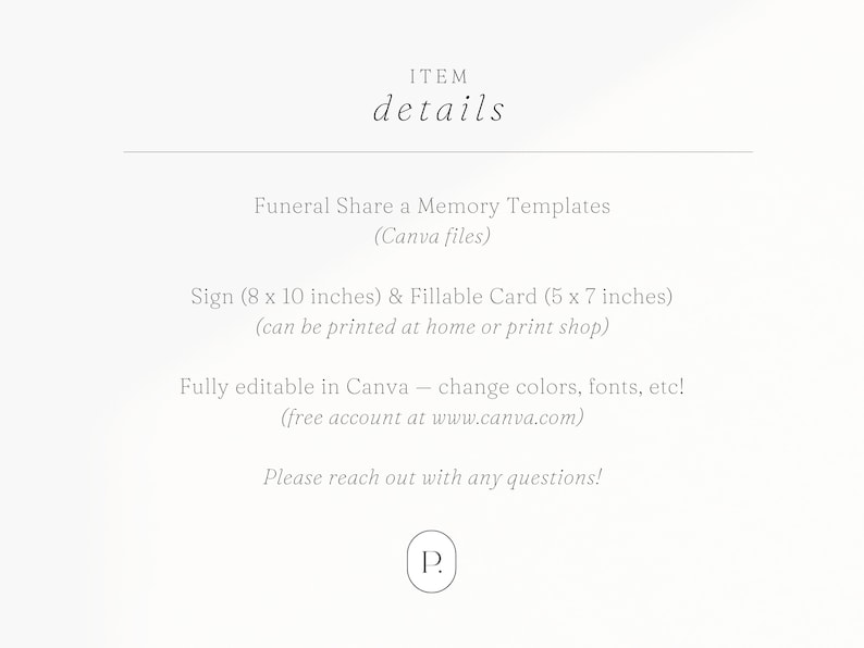 Floral Funeral Memory Card & Sign: Keepsake Guest Book (canva Template ...