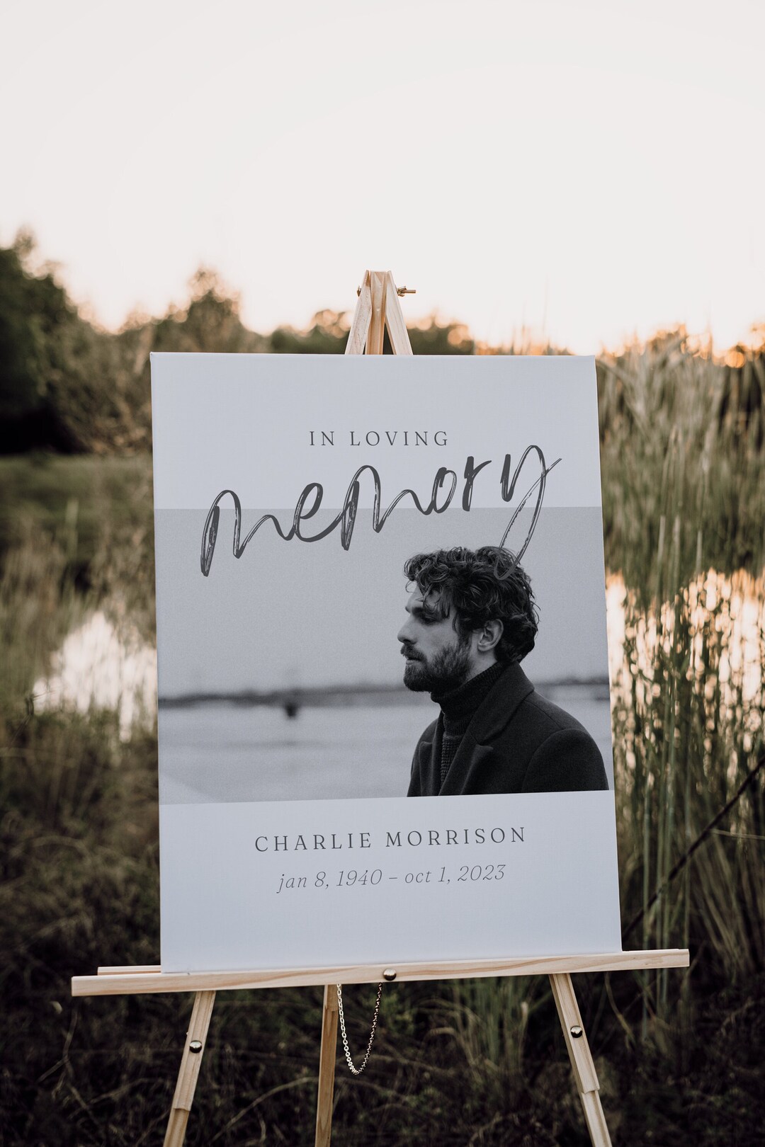 Minimalist Funeral Poster Template: Memorial Sign, Photo Board (canva ...