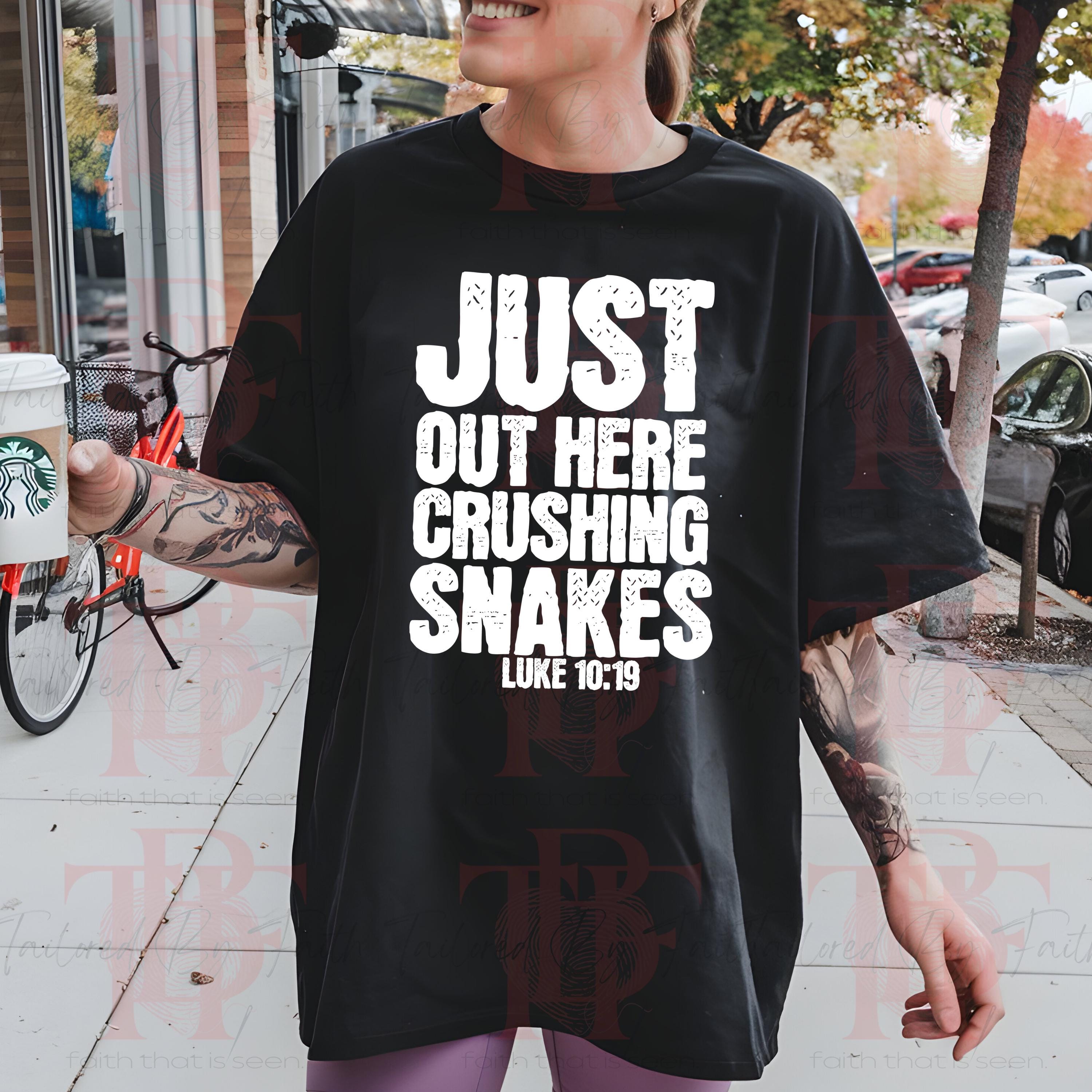 Crushing Snakes SVG PNG JPG | Luke 10:19 Christian Warrior Shirt Design ...