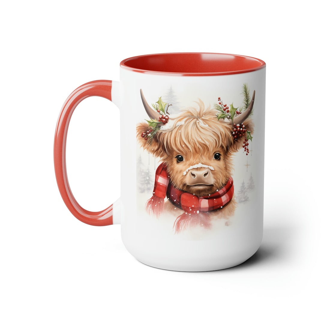 Winter Highland Cow Mug – Festive Coffee Cup for Cow Lovers – Cozy ...