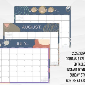 2023/24 Printable & Editable Calendar - Etsy