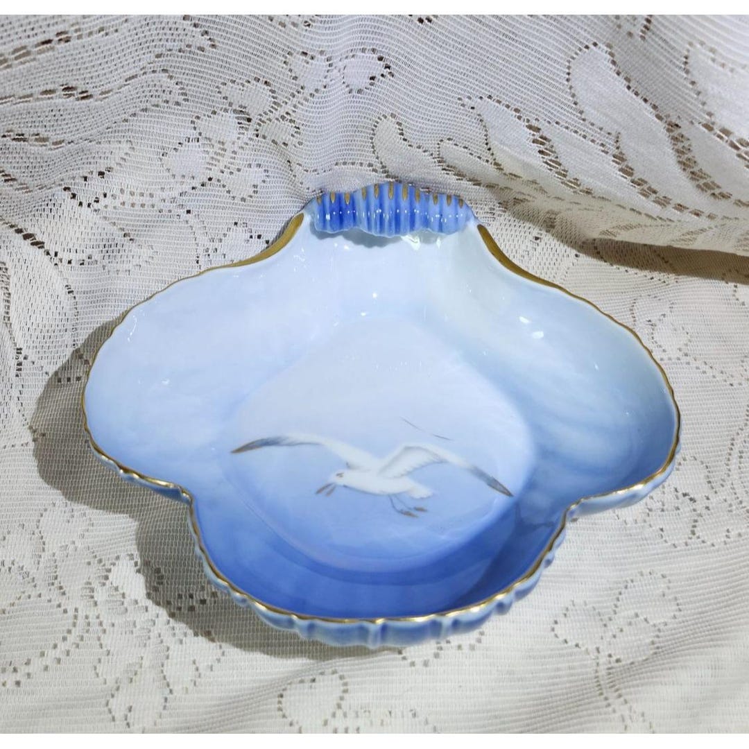 Vintage Bing & Grondahl Seashell Shaped Dish With Seagull Design Gold ...