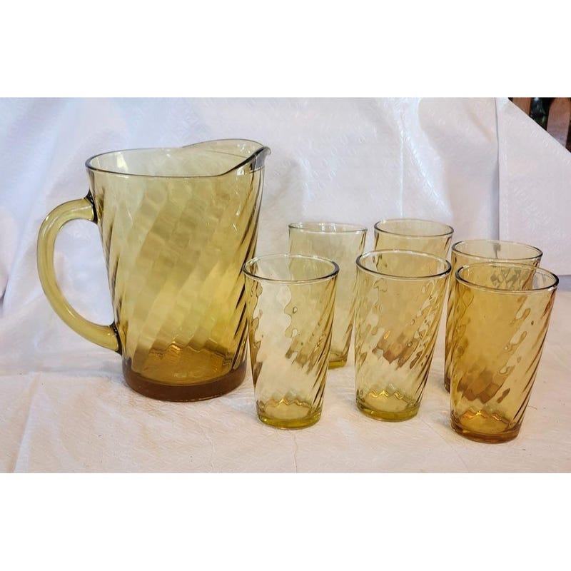 Hazel Atlas Amber Pitcher - Etsy