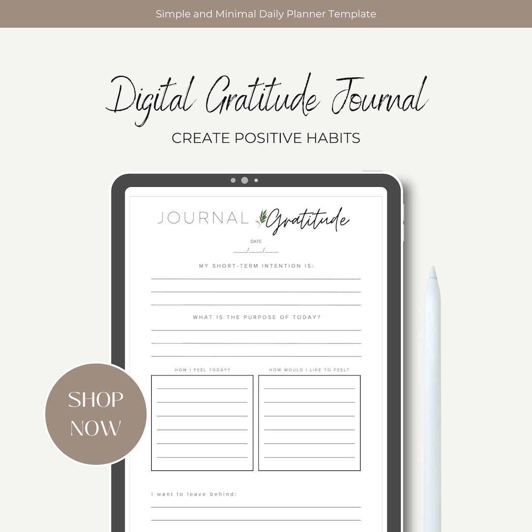 Gratitude Journal Digital, Wellness Journal, Gratitude Planner ...