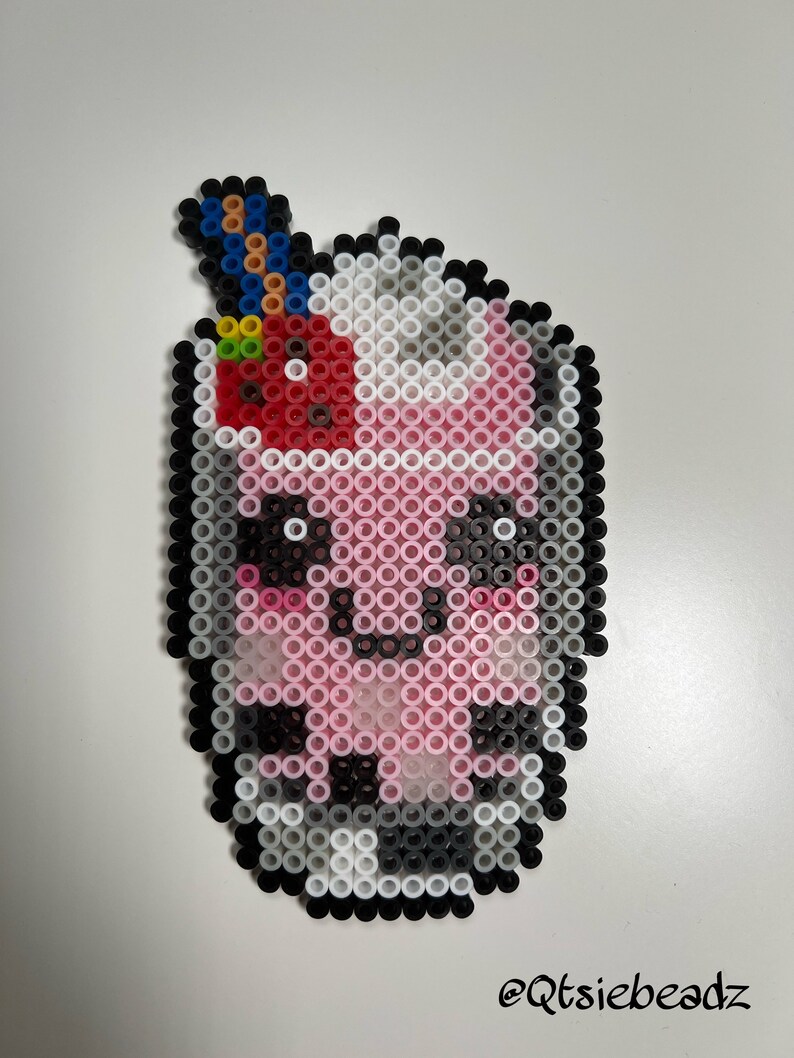 Cute Boba Milk Tea Smoothie (w/black and Clear Bobas) Kandi Perler ...