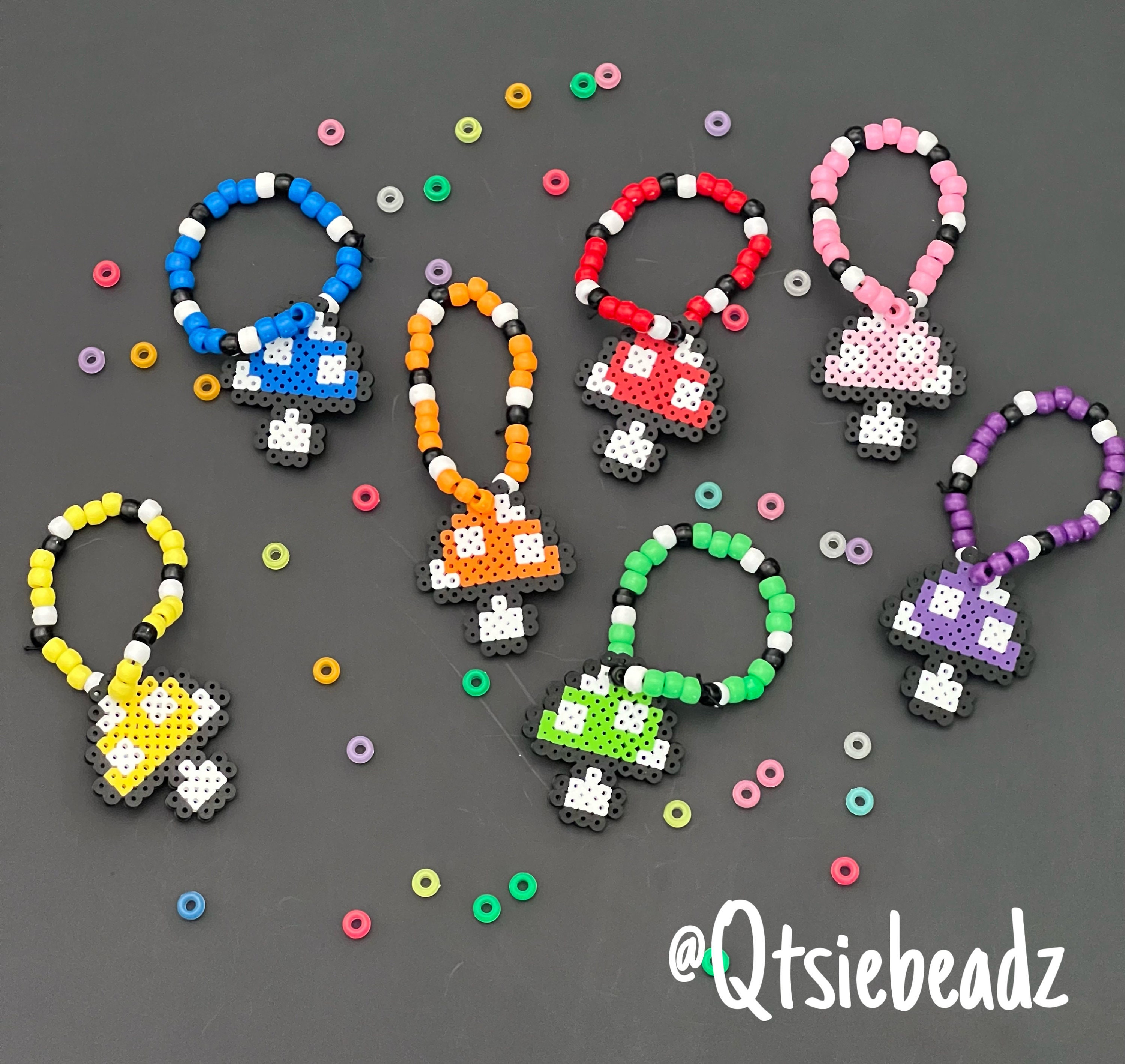 7 Mushroom Kandi Perler Bracelets for Raves, Music Festivals - Etsy