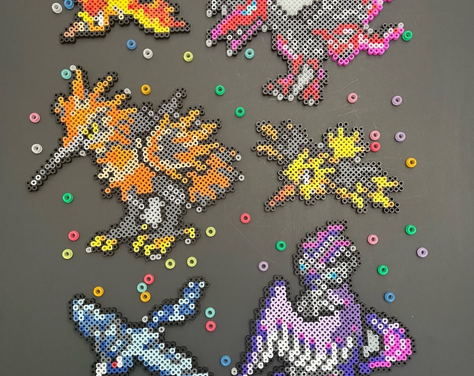 Legendary Characters (articuno | Moltres | Zapdos) Inspired Perler ...