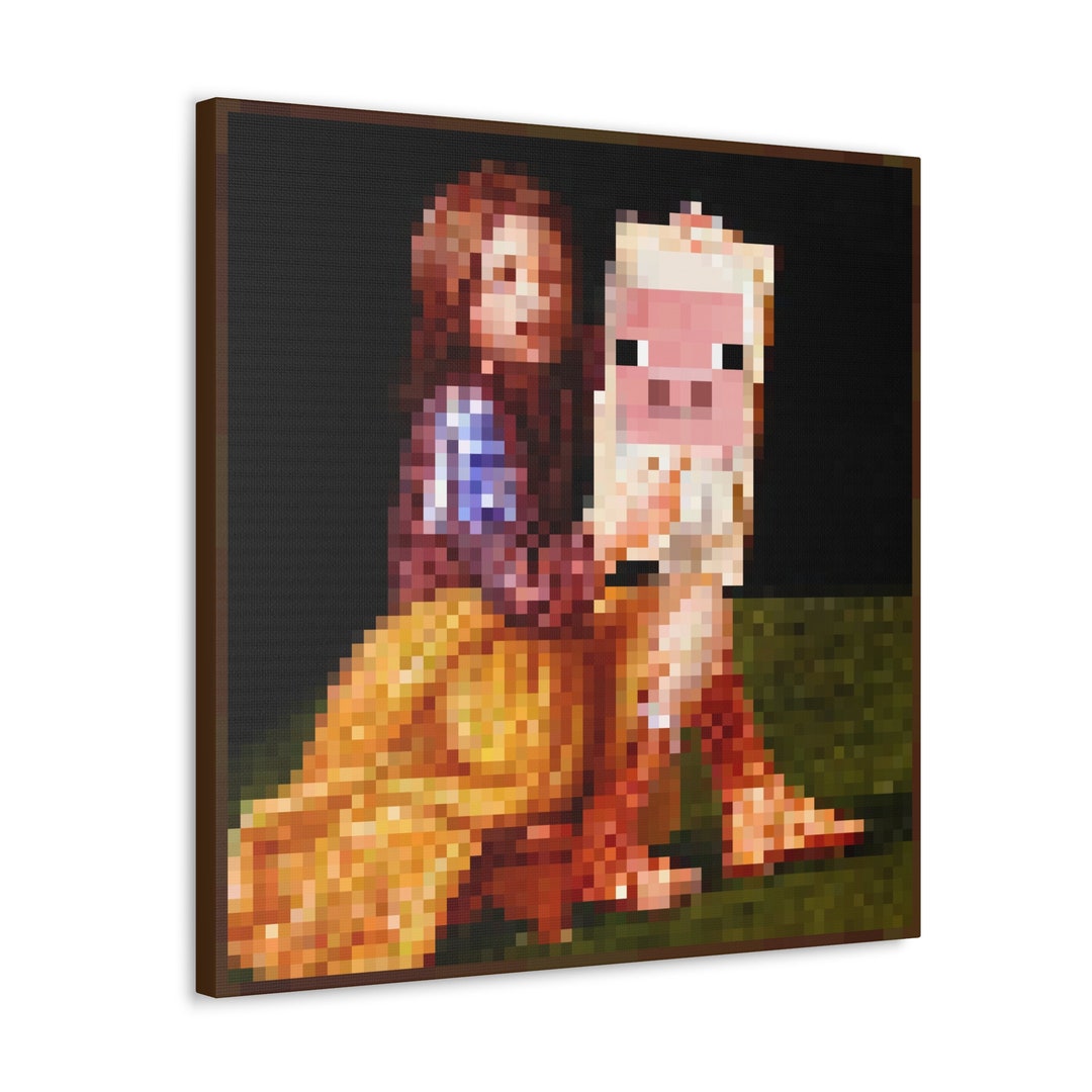 Minecraft Lady With Pig Painting - Etsy