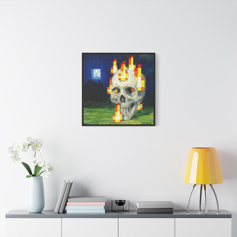 Minecraft Skull on Fire Painting - Etsy