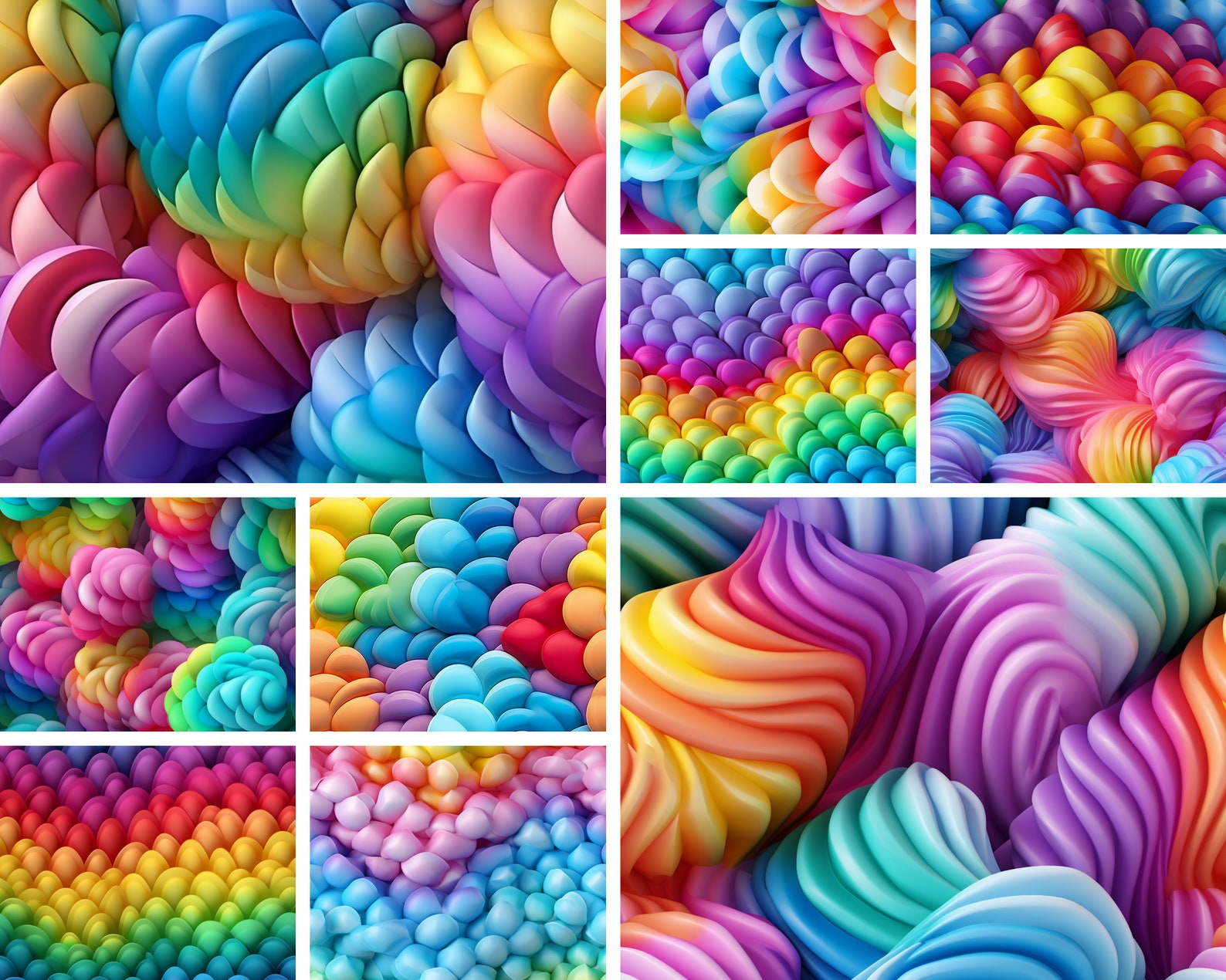 Rainbow Digital Paper, 3D Bubble Puffy Wrap Digital Papers ...