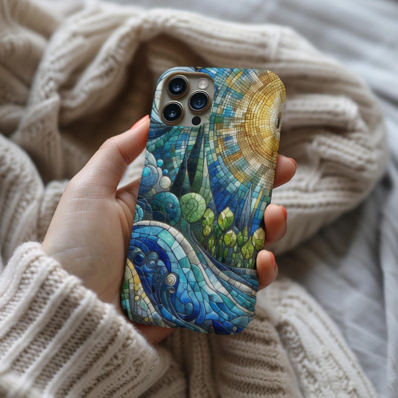 Vintage Stained Glass Mosaic Tile Phone Case, Mosaic Tiles Pattern ...