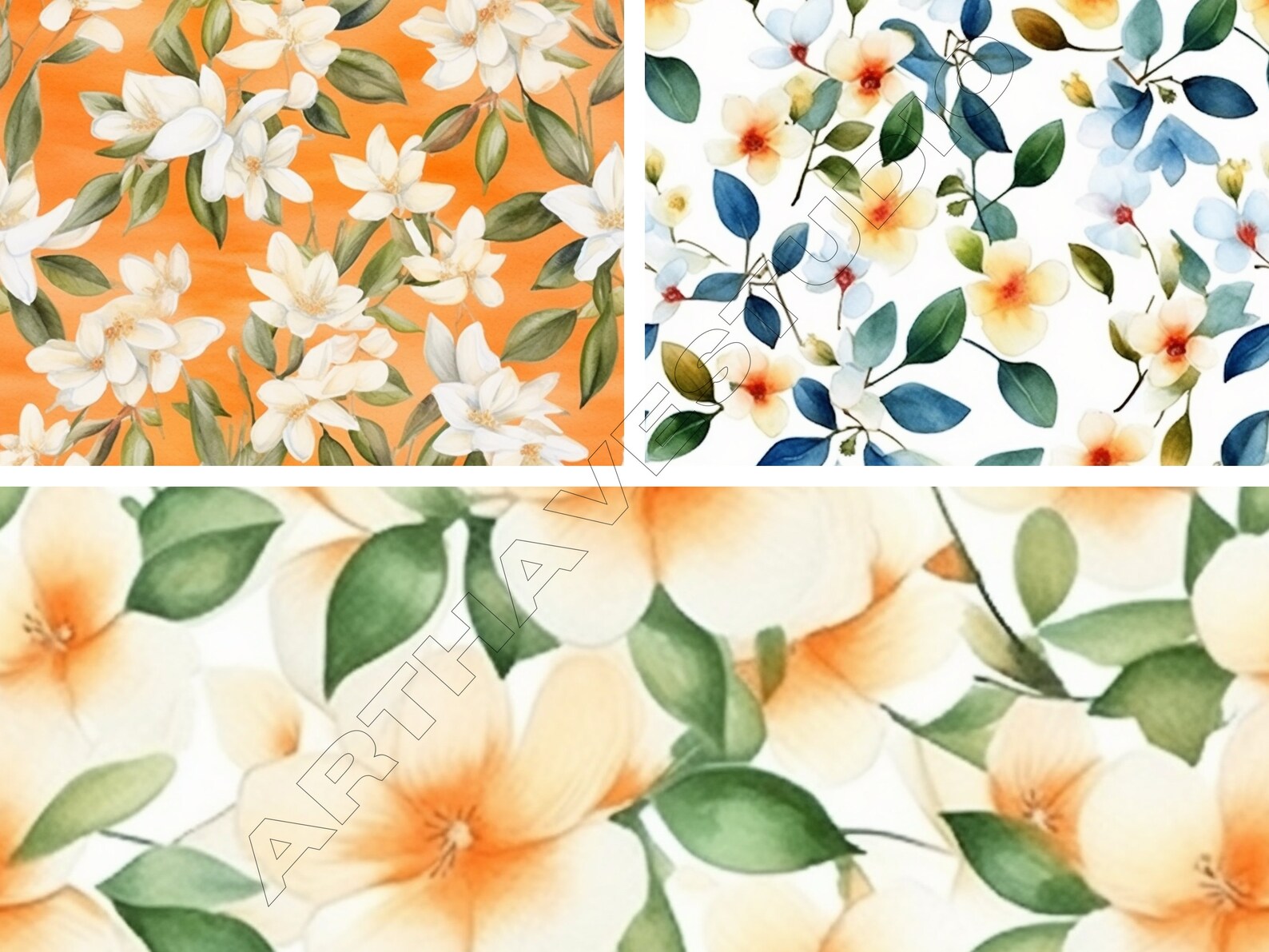 Jasmine Digital Paper, Watercolour Floral Seamless Pattern, Printable ...