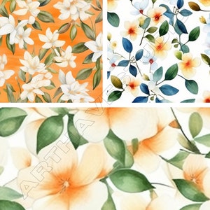 Jasmine Digital Paper, Watercolour Floral Seamless Pattern, Printable ...