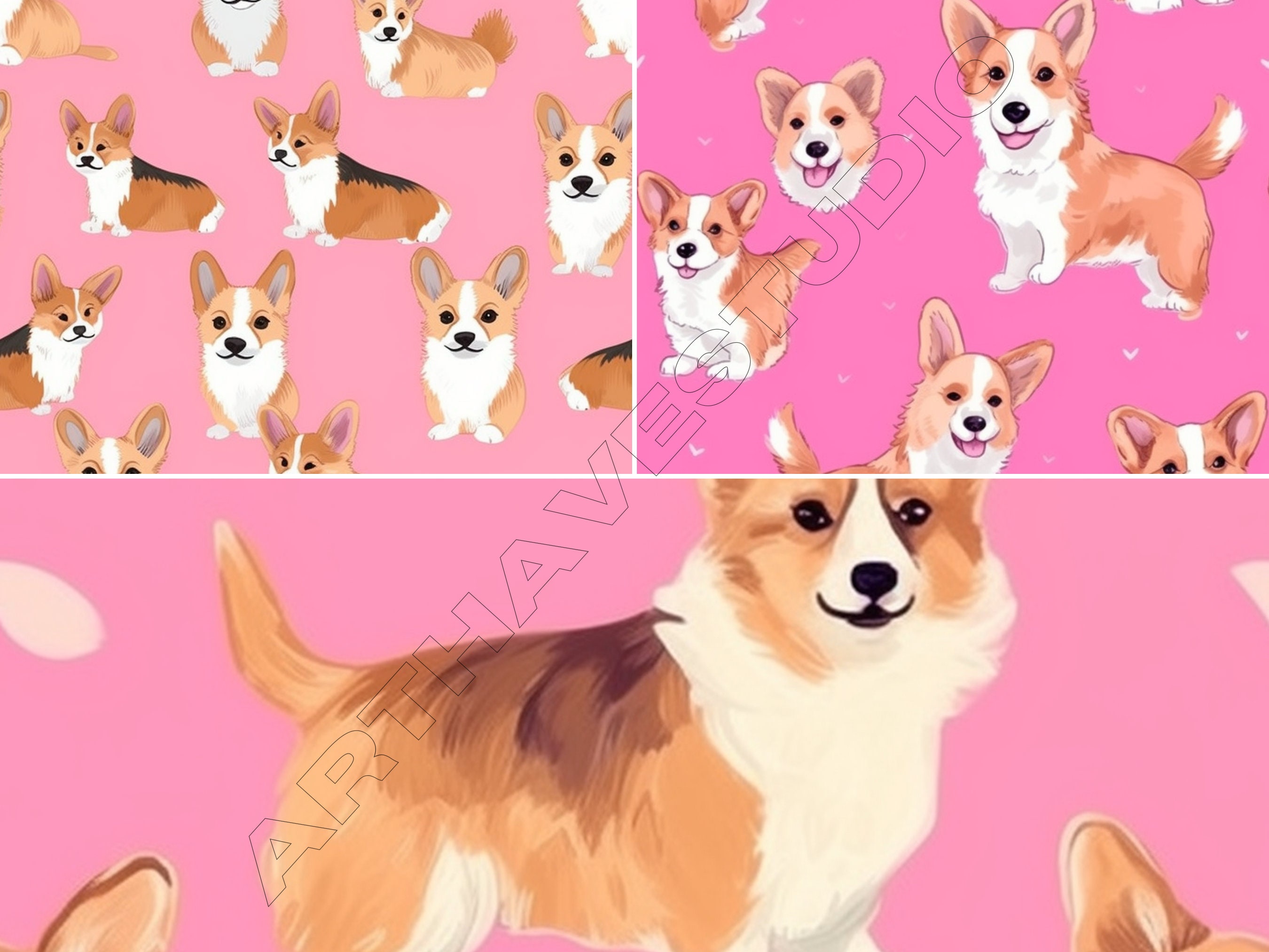 Corgi Dogs Digital Paper, Corgi Seamless Pattern Pack, Dog Background ...