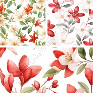 Jasmine Digital Paper, Watercolour Floral Seamless Pattern, Printable ...