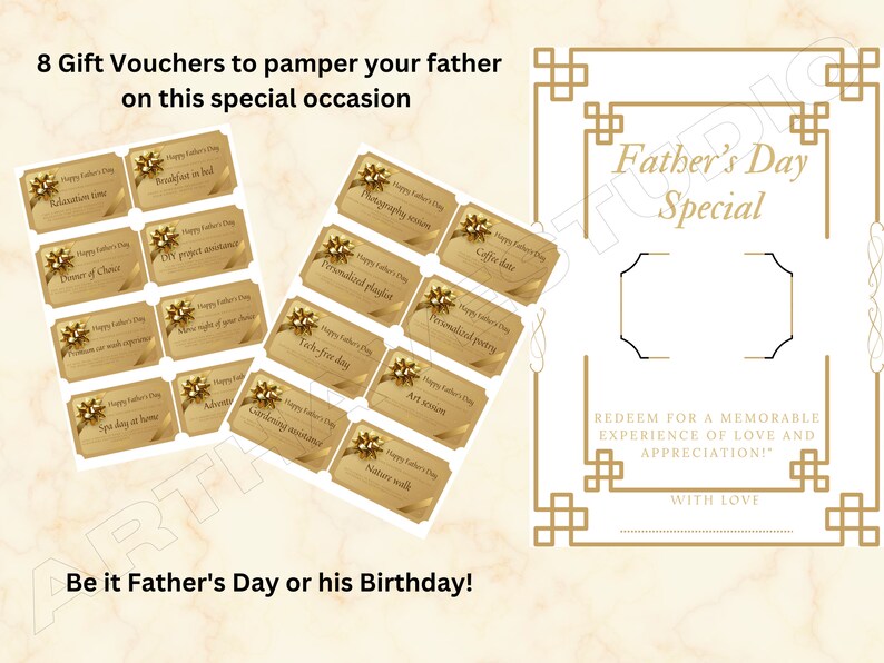 Father's Day Printable Vouchers and Card Holder Bundle Instant Download ...