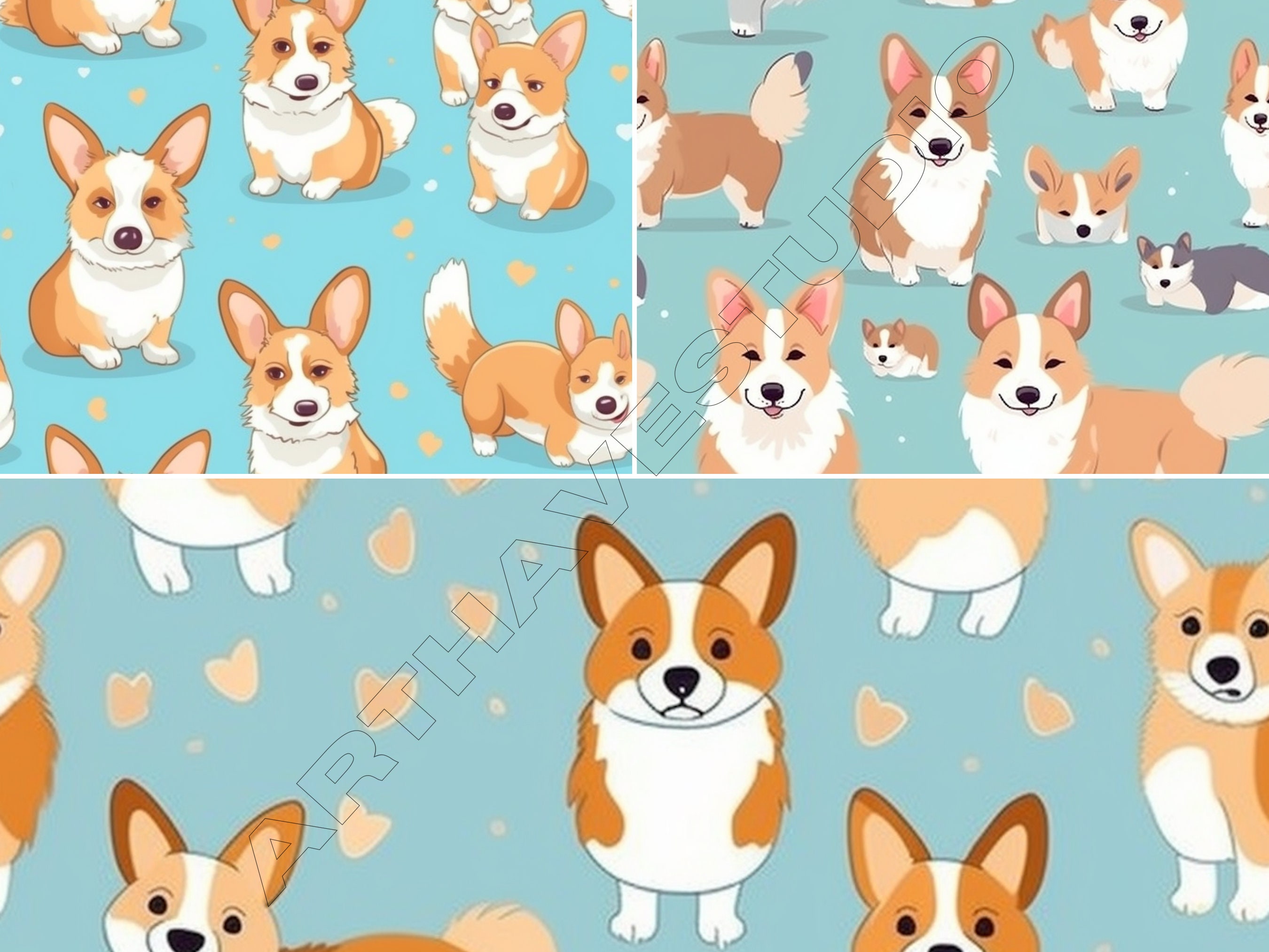 Corgi Dogs Digital Paper, Corgi Seamless Pattern Pack, Dog Background ...