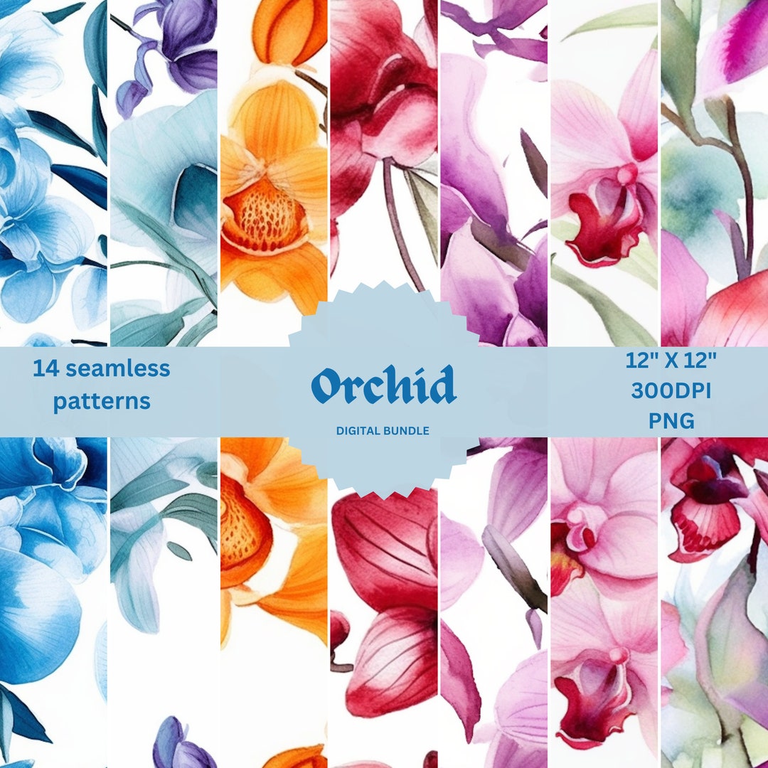Orchid Digital Paper, Watercolour Floral Seamless Pattern, Printable ...