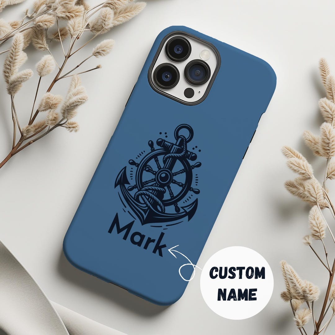 Customized Name Nautical Anchor Ocean Blue iPhone 16 15 Pro Max Case ...