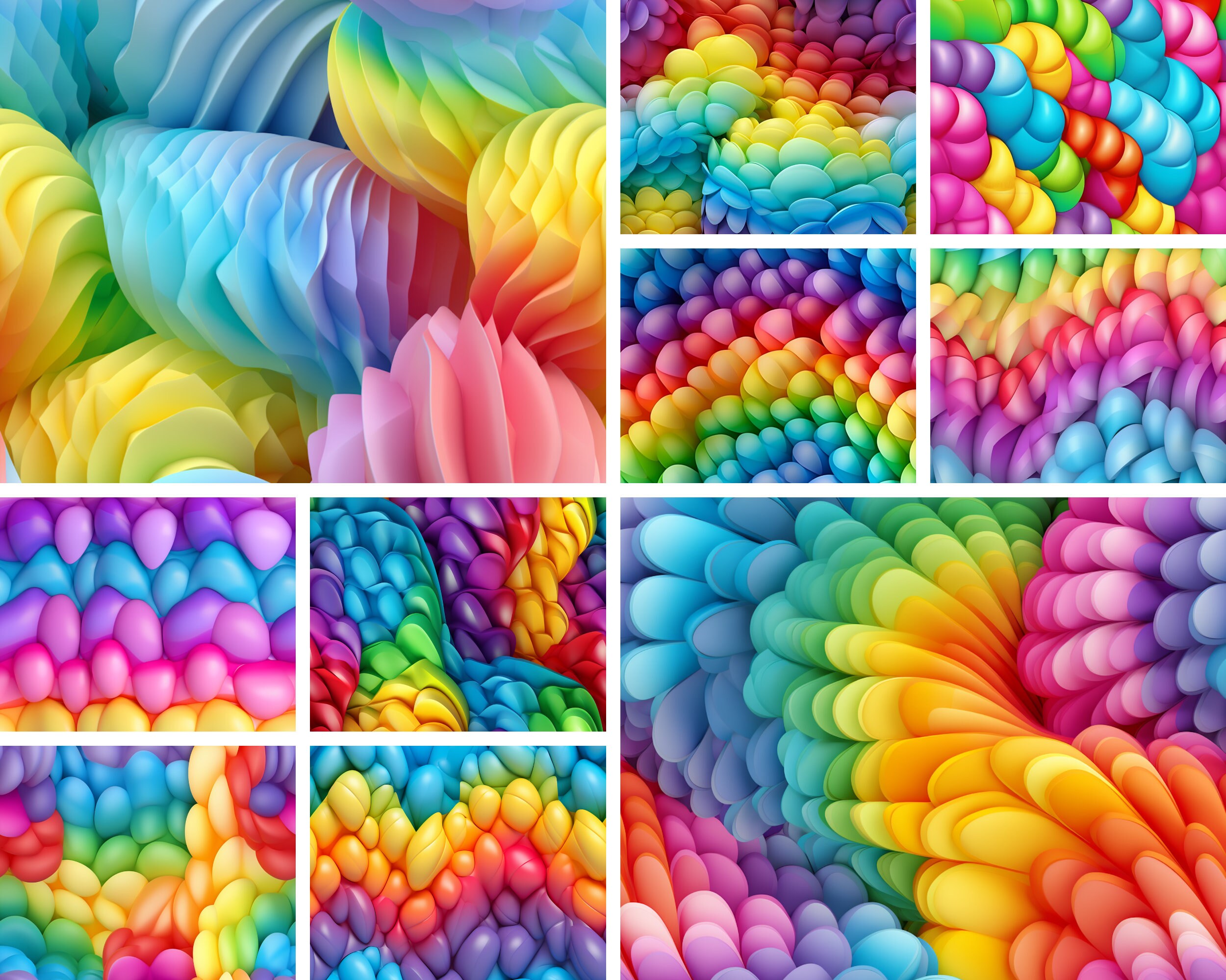 Rainbow Digital Paper, 3D Bubble Puffy Wrap Digital Papers ...