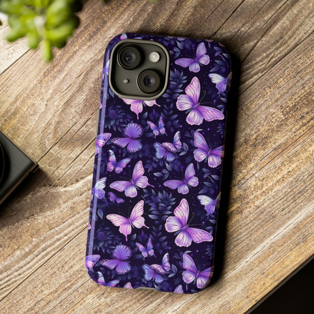 Purple Butterfly Phone Case for iPhone 15 Pro Max, iPhone Mini 13 Cell ...