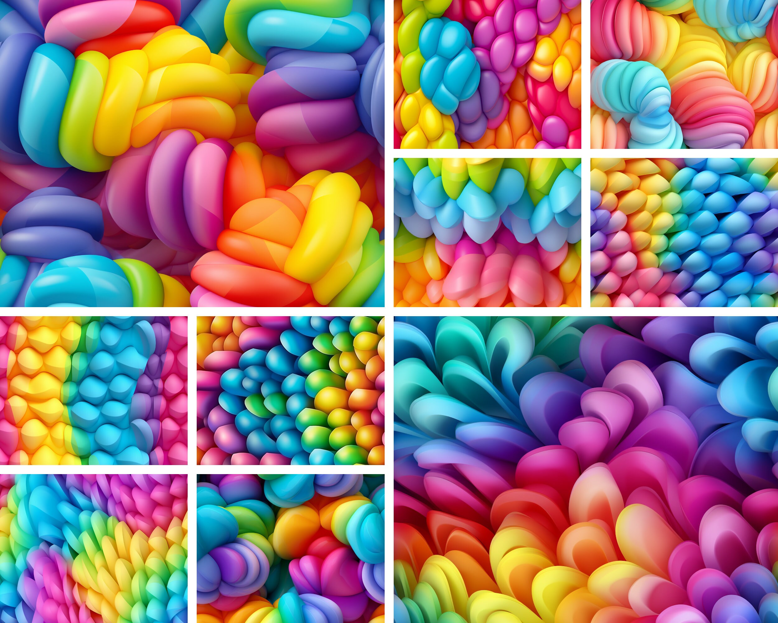 Rainbow Digital Paper, 3D Bubble Puffy Wrap Digital Papers ...