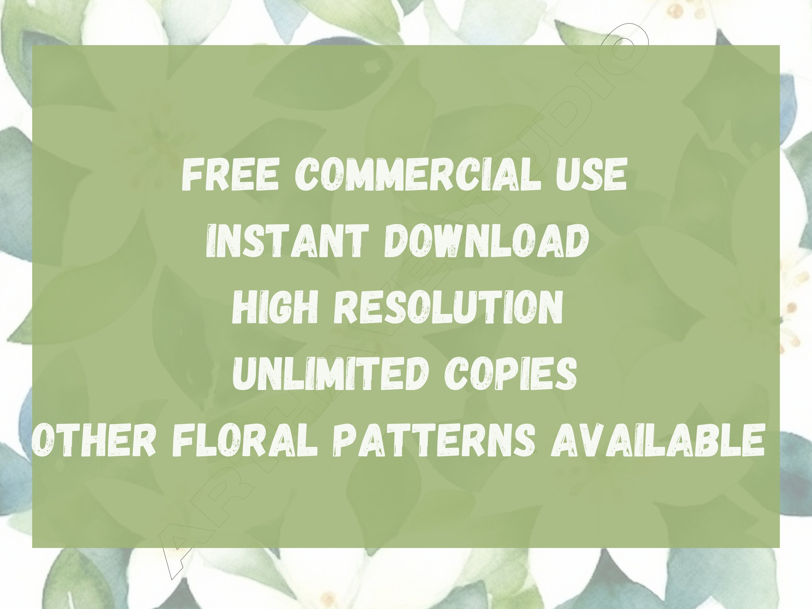 Jasmine Digital Paper, Watercolour Floral Seamless Pattern, Printable ...