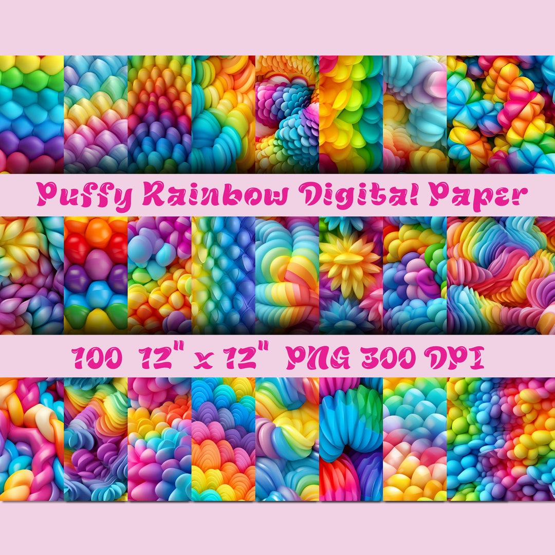 Rainbow Digital Paper, 3D Bubble Puffy Wrap Digital Papers ...