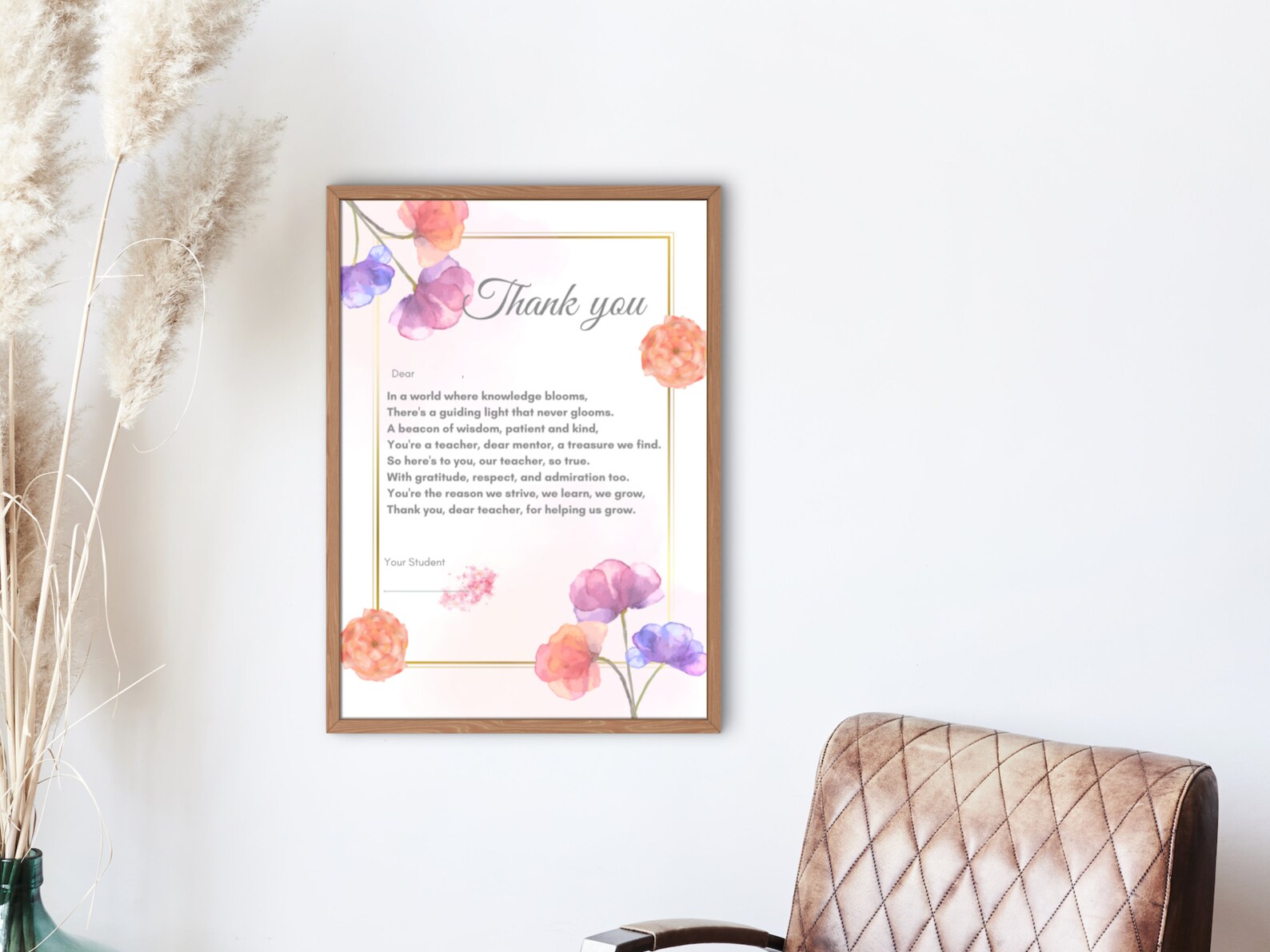 Teacher Thank You Poem Digital Download for Teacher Appreciation ...