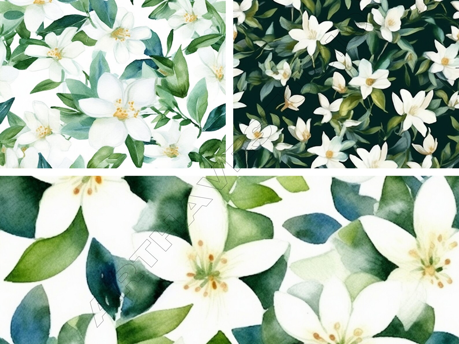 Jasmine Digital Paper, Watercolour Floral Seamless Pattern, Printable ...