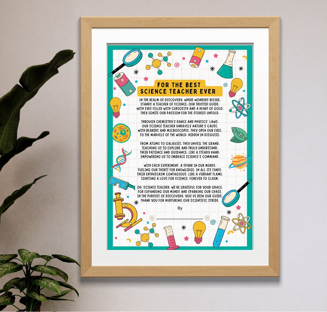 The Best Science Teacher Ever Poem Digital Download for Teacher ...