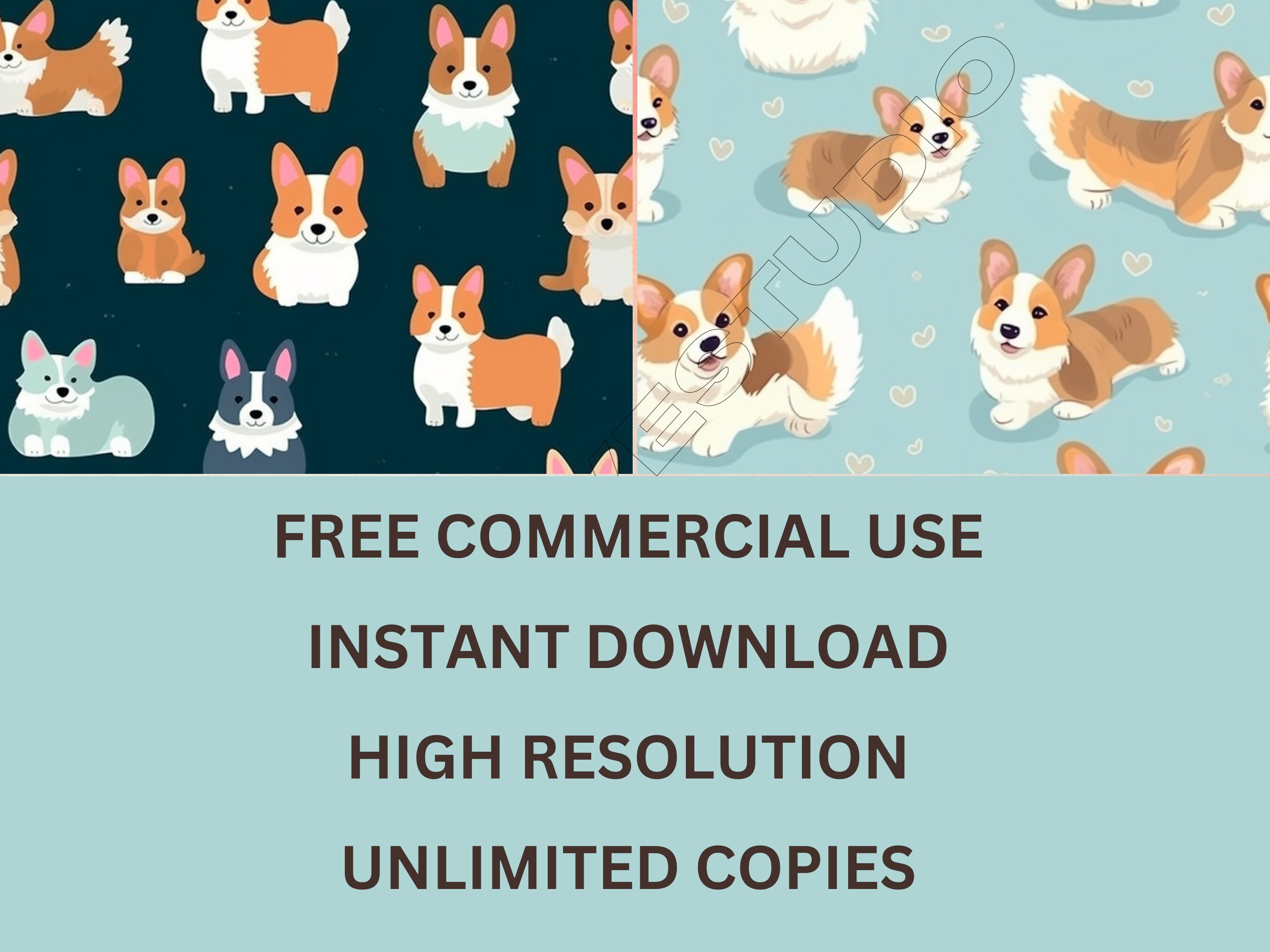 Corgi Dogs Digital Paper, Corgi Seamless Pattern Pack, Dog Background ...