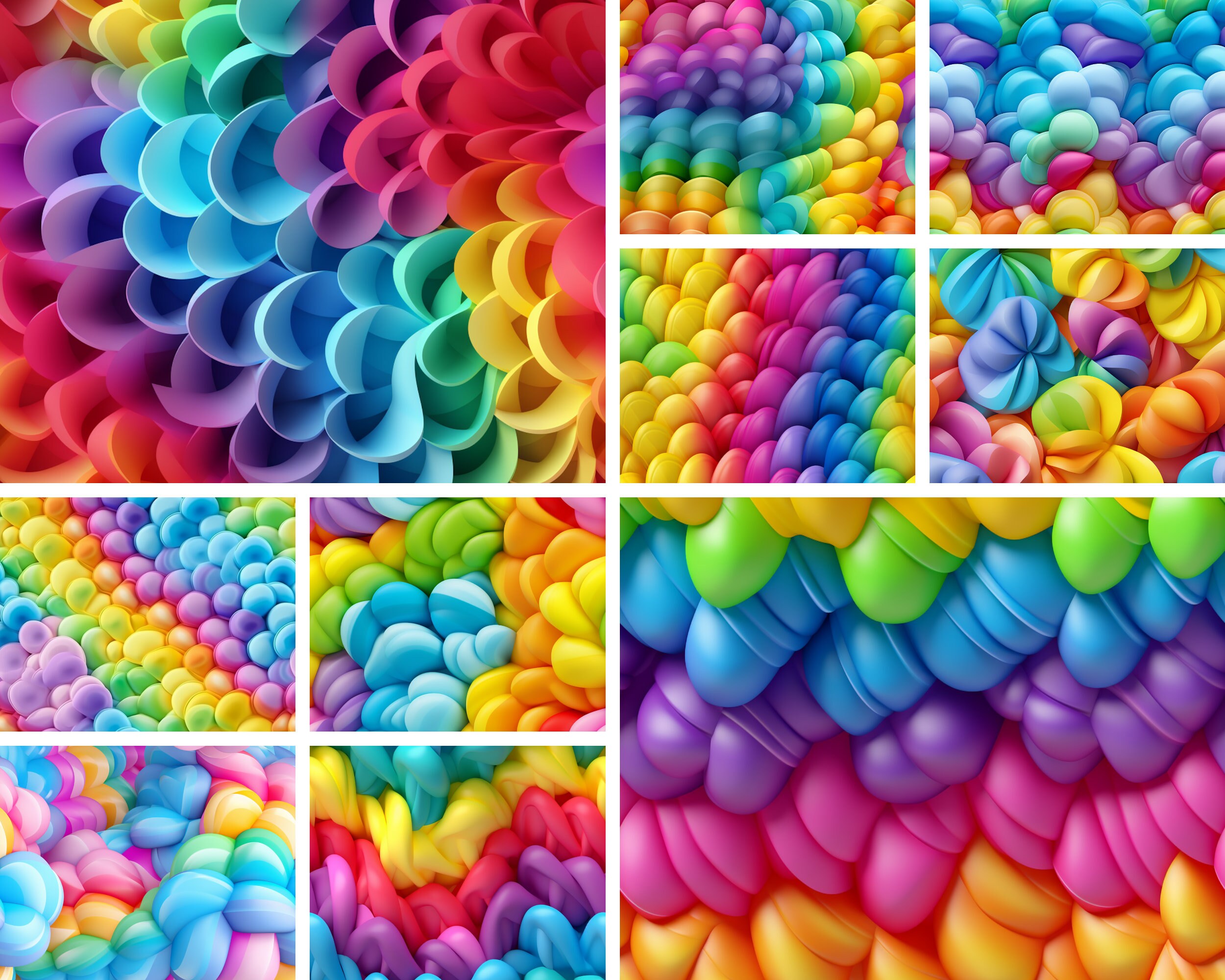 Rainbow Digital Paper, 3D Bubble Puffy Wrap Digital Papers ...