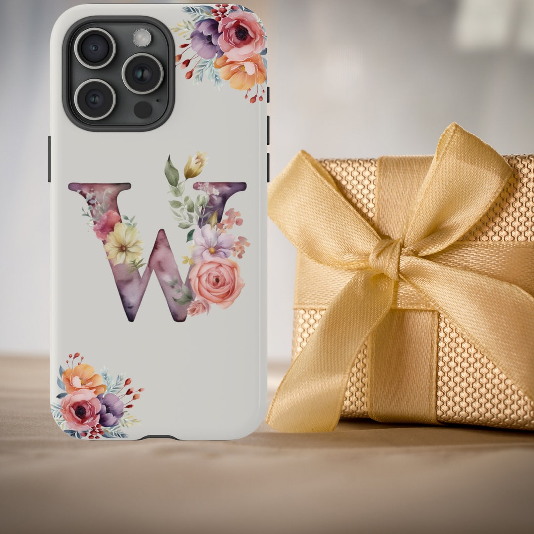 Letter W Boho iPhone Case, Floral iPhone 15 Pro Max Case, S23 Ultra ...