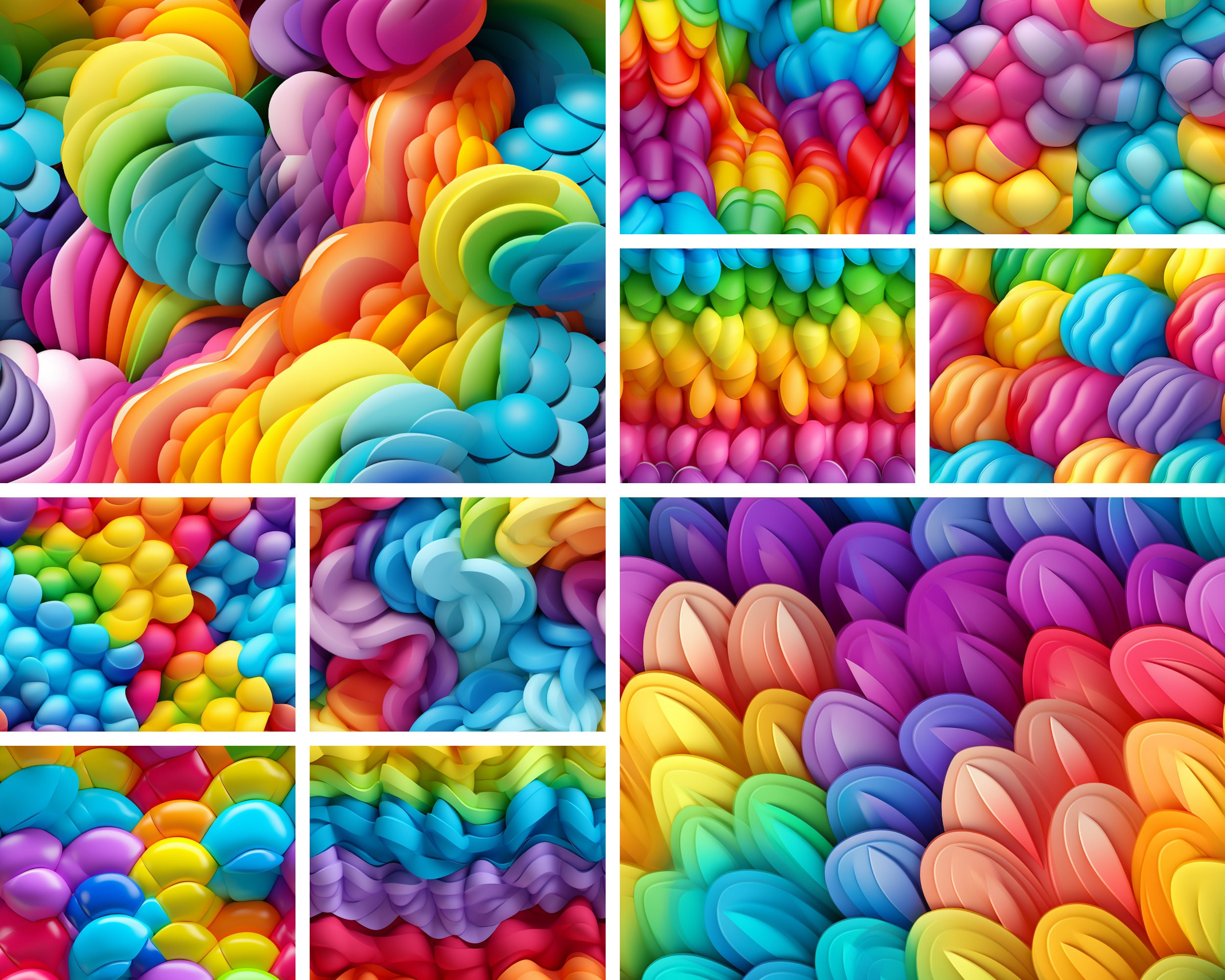Rainbow Digital Paper, 3D Bubble Puffy Wrap Digital Papers ...